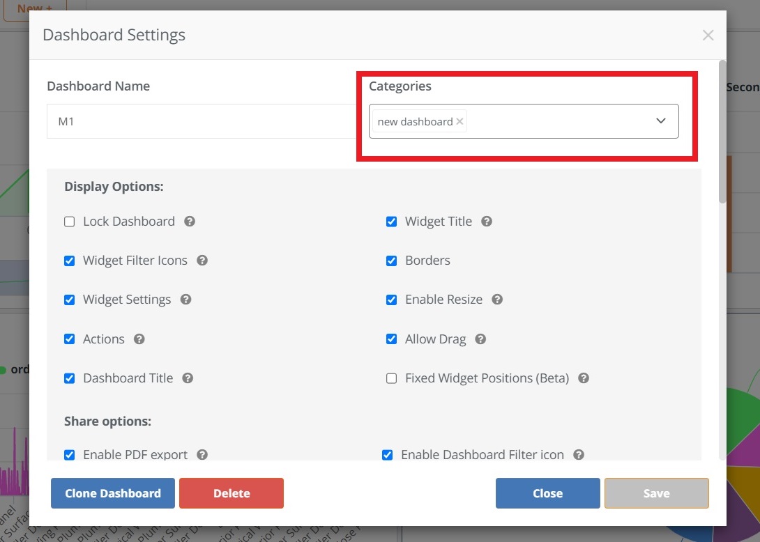 Dashboard Settings – Documentation and Support | Knowi