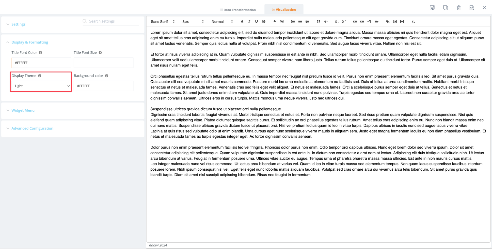 Rich Text Editor – Documentation and Support | Knowi