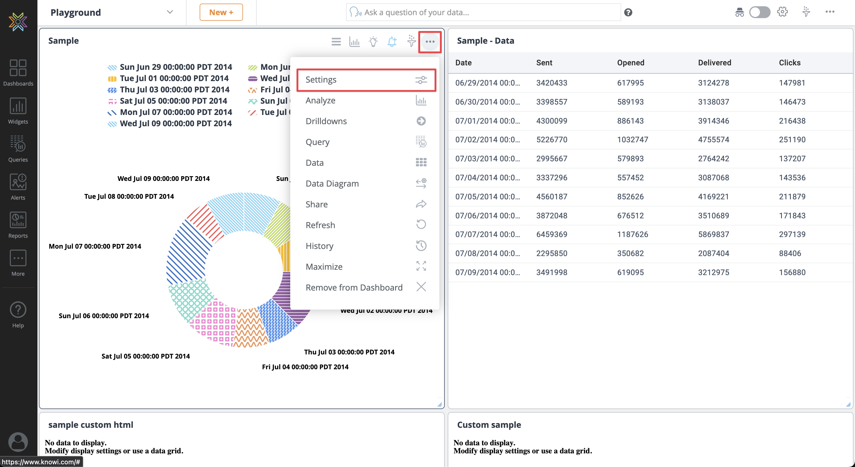Widget Settings – Documentation and Support | Knowi